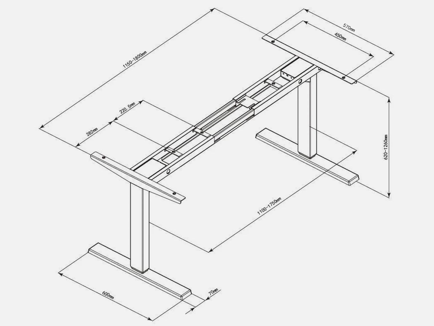 Maidesite T2 Pro Plus - Electric Height Adjustable Standing Desk Frame ...