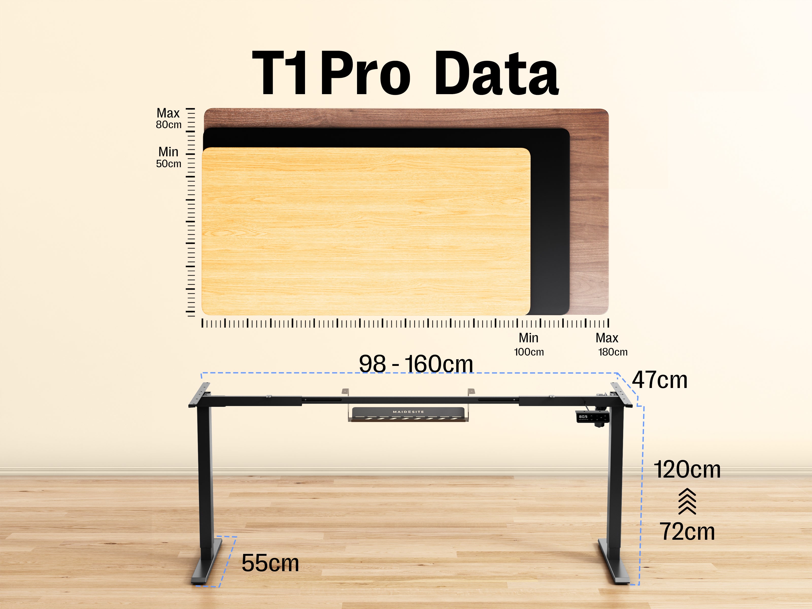 Maidesite T1 Pro - Electric Height-Adjustable Standing Desk Frame ...